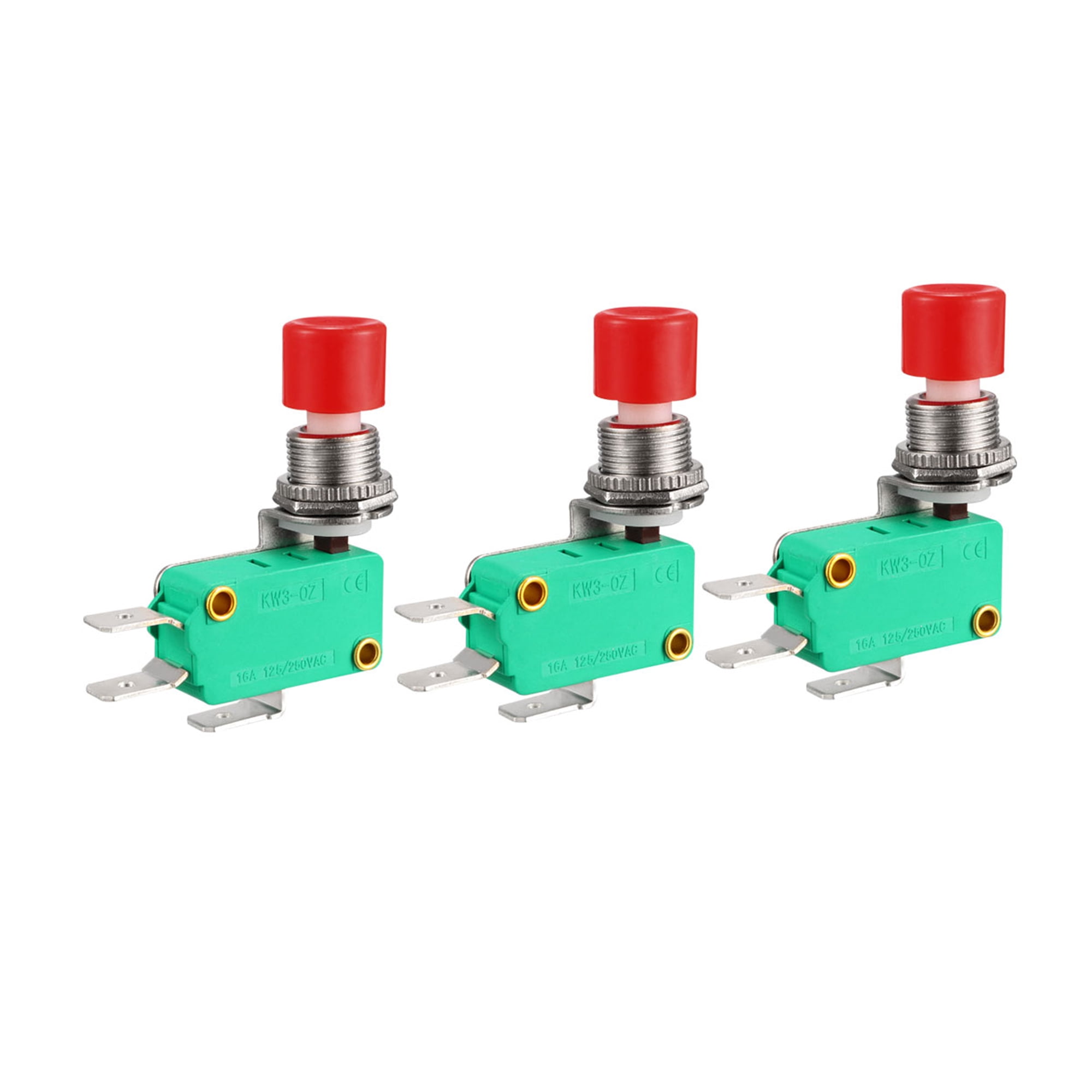3PCS 16A 125/250VAC SPDT NO NC 3-Terminals Snap Button Type Micro ...