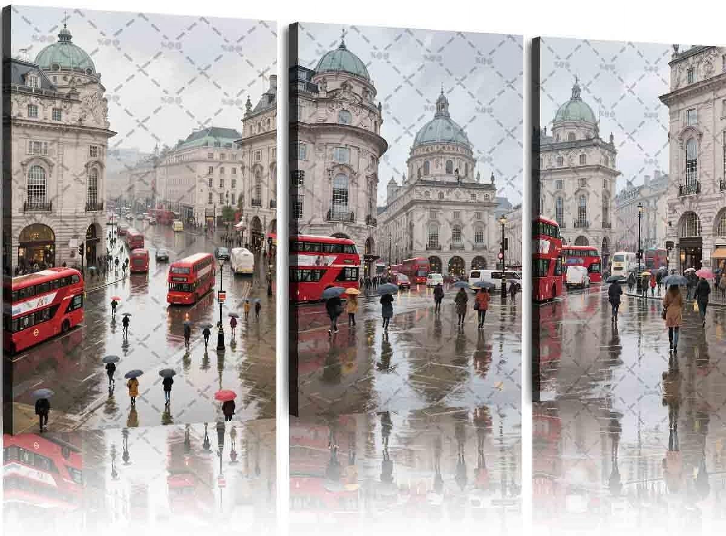 3PCS 16x12 inch Canvas Oil Watercolor Print Framed London Tower Bridge ...