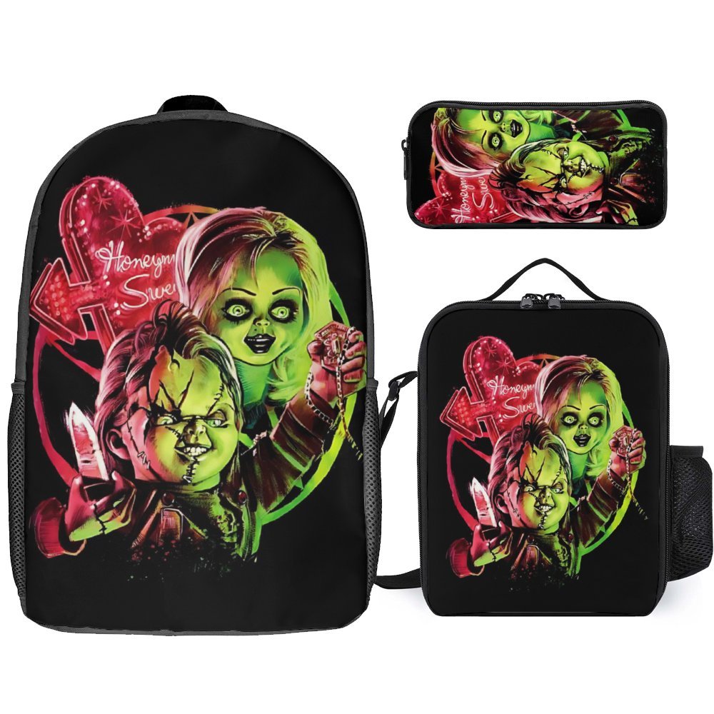 3PCS 17 Inch Bride of Chucky and Tiffany Backpack with Lunch Box ...
