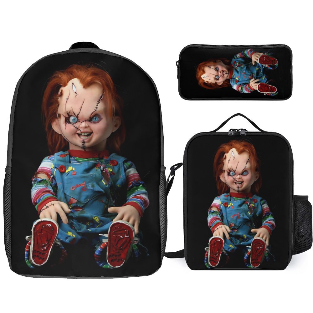 3PCS 17 Inch Bride of Chucky Backpack with Lunch Box Lightweight Travel ...