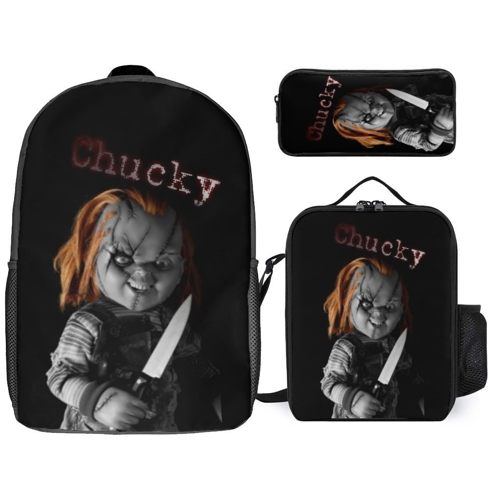 3PCS 17 Inch Kids Bride of Chucky Backpack with Lunch Box Lightweight ...
