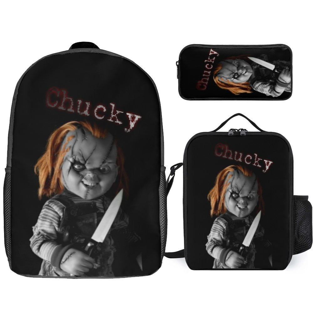 3PCS 17 Inch Kids Bride of Chucky Backpack with Lunch Box Lightweight ...