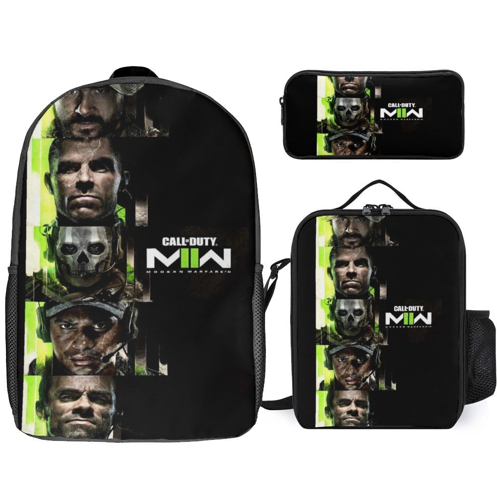 3PCS 17 Inch Call Of Duty Backpack with Lunch Box Lightweight Travel ...