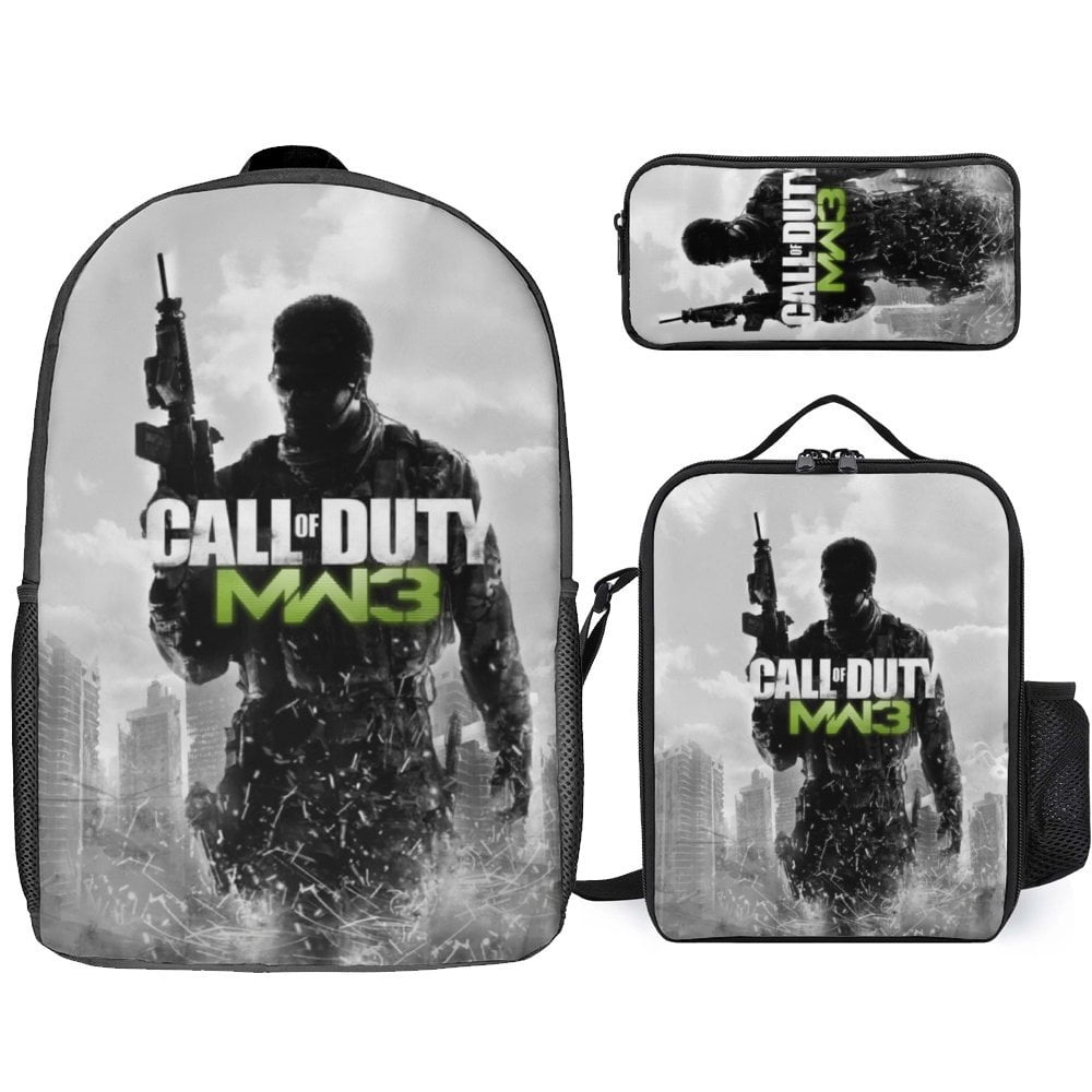 3PCS 17 Inch Call Of Duty Backpack with Lunch Box Lightweight Travel ...