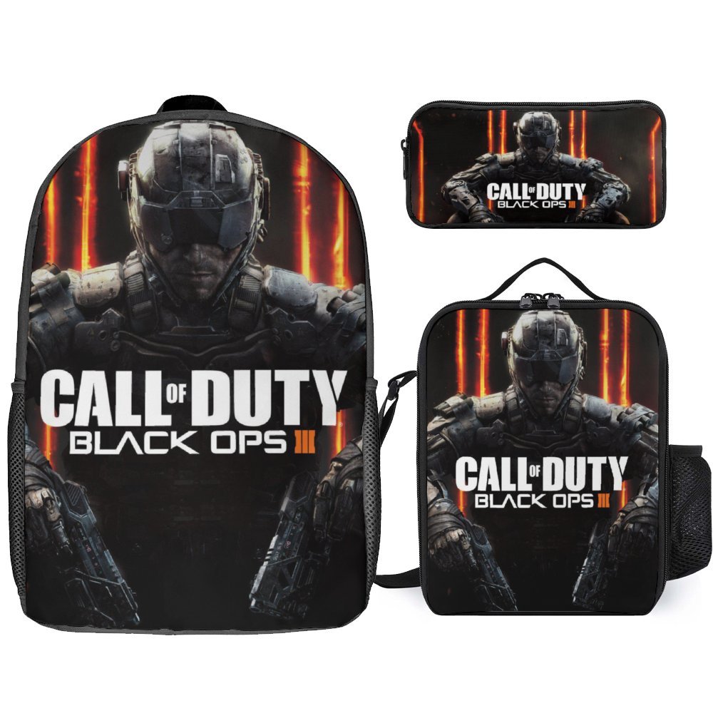3PCS 17 Inch Call Of Duty Backpack with Lunch Box Lightweight Travel ...