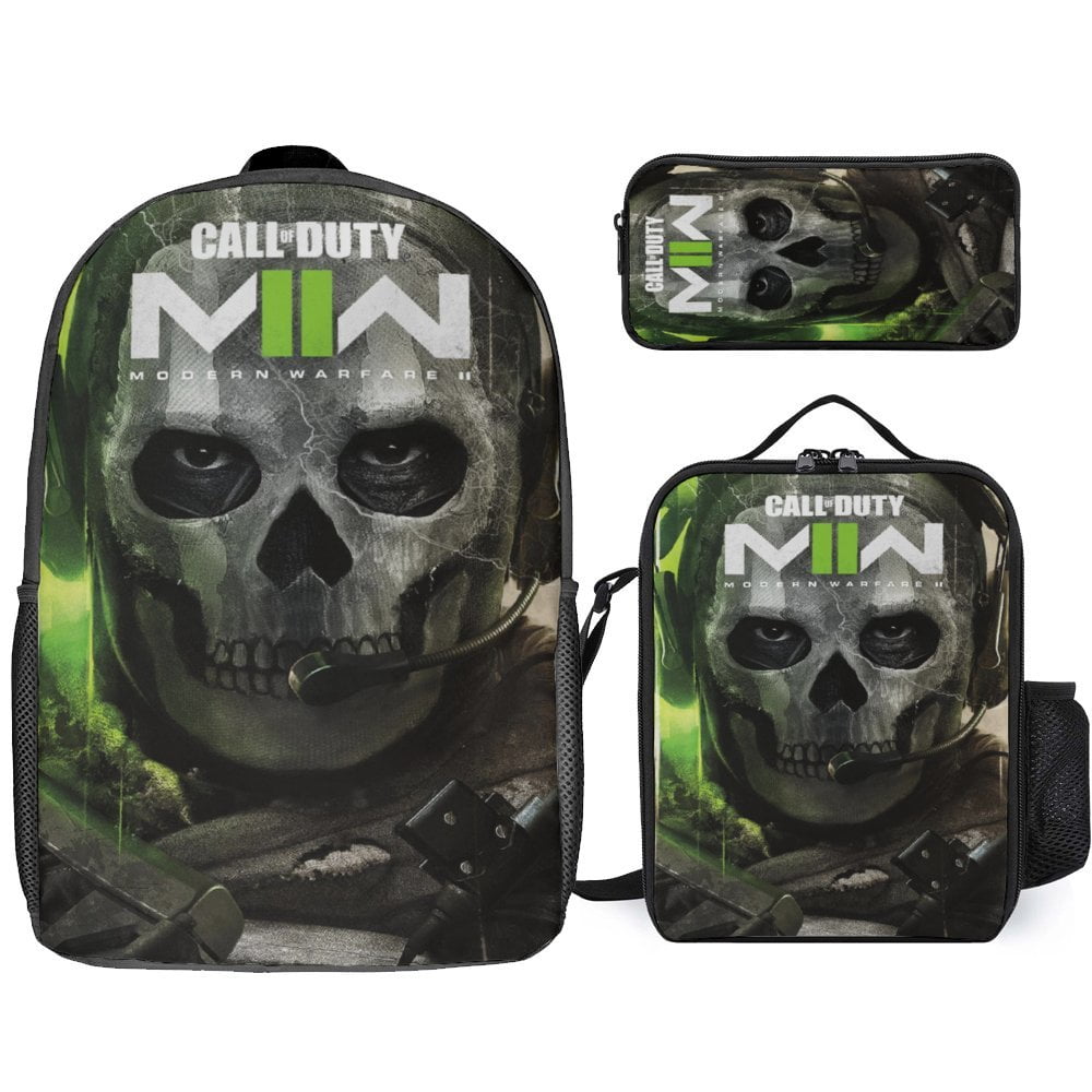 3PCS 17 Inch Call Of Duty Backpack with Lunch Box Lightweight Travel ...