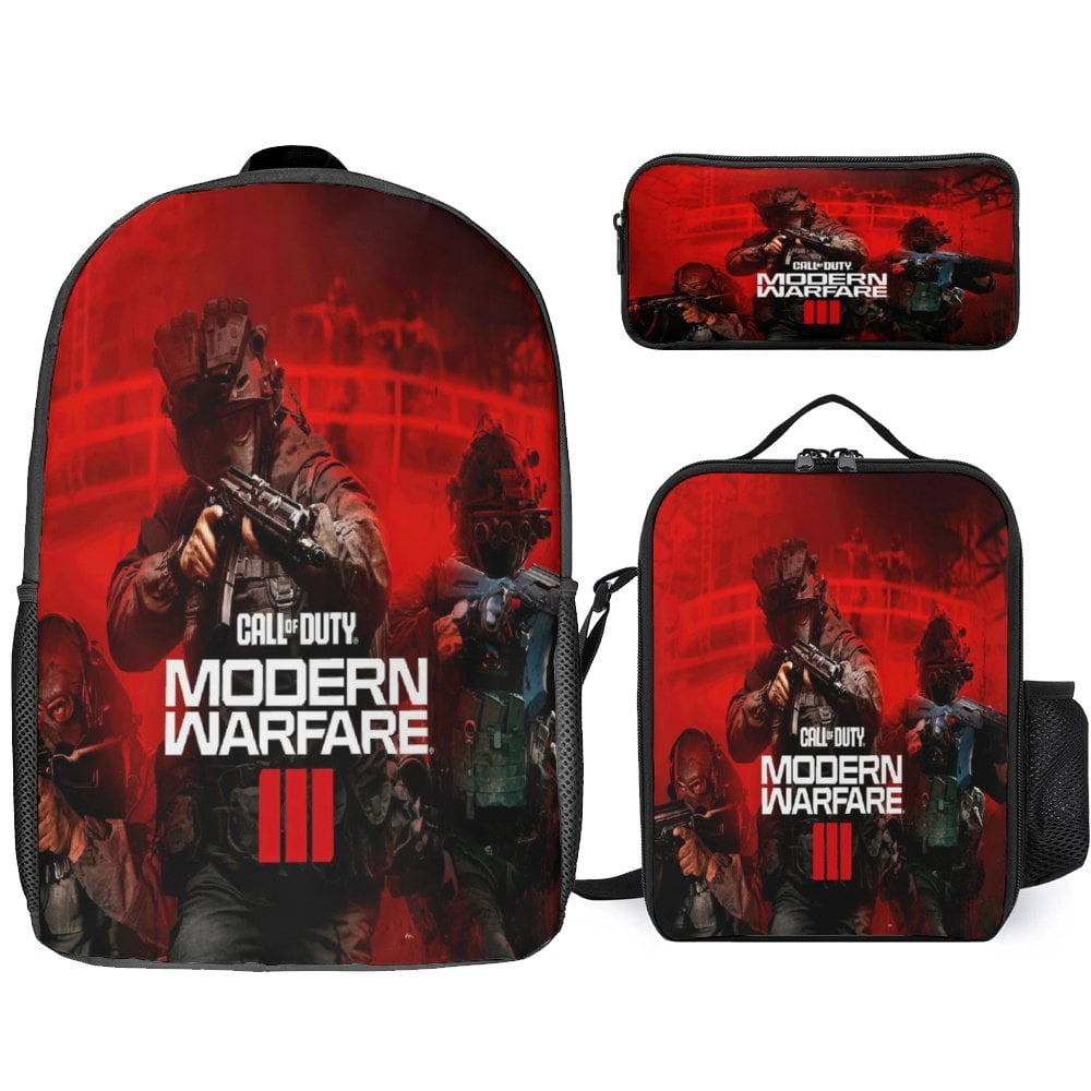 3PCS 17 Inch Call Of Duty Backpack with Lunch Box Lightweight Travel ...