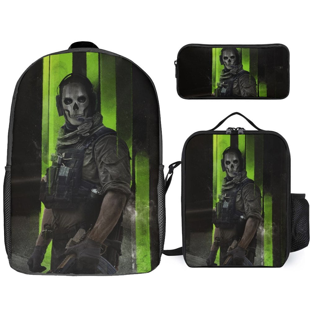 3PCS 17 Inch Call Of Duty Backpack with Lunch Box Lightweight Travel ...