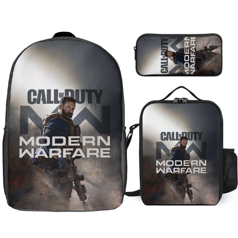 3PCS 17 Inch Call Of Duty Backpack with Lunch Box Lightweight Travel ...