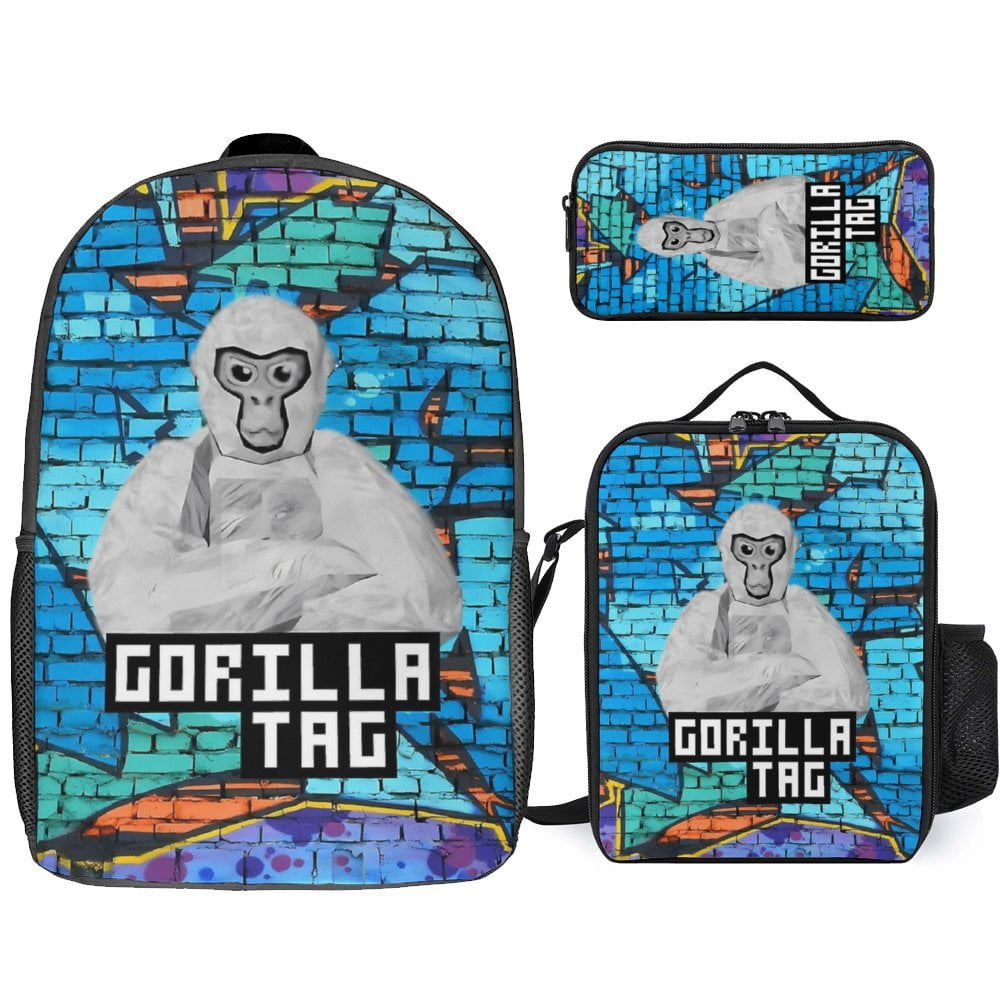 3PCS 17 Inch Kids Gorilla Tag Backpack with Lunch Box Lightweight ...
