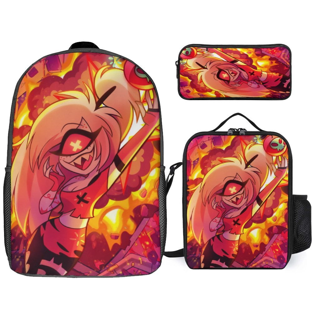3PCS 17 Inch Hazbin Hotel Helluva Boss Backpack with Lunch Box ...