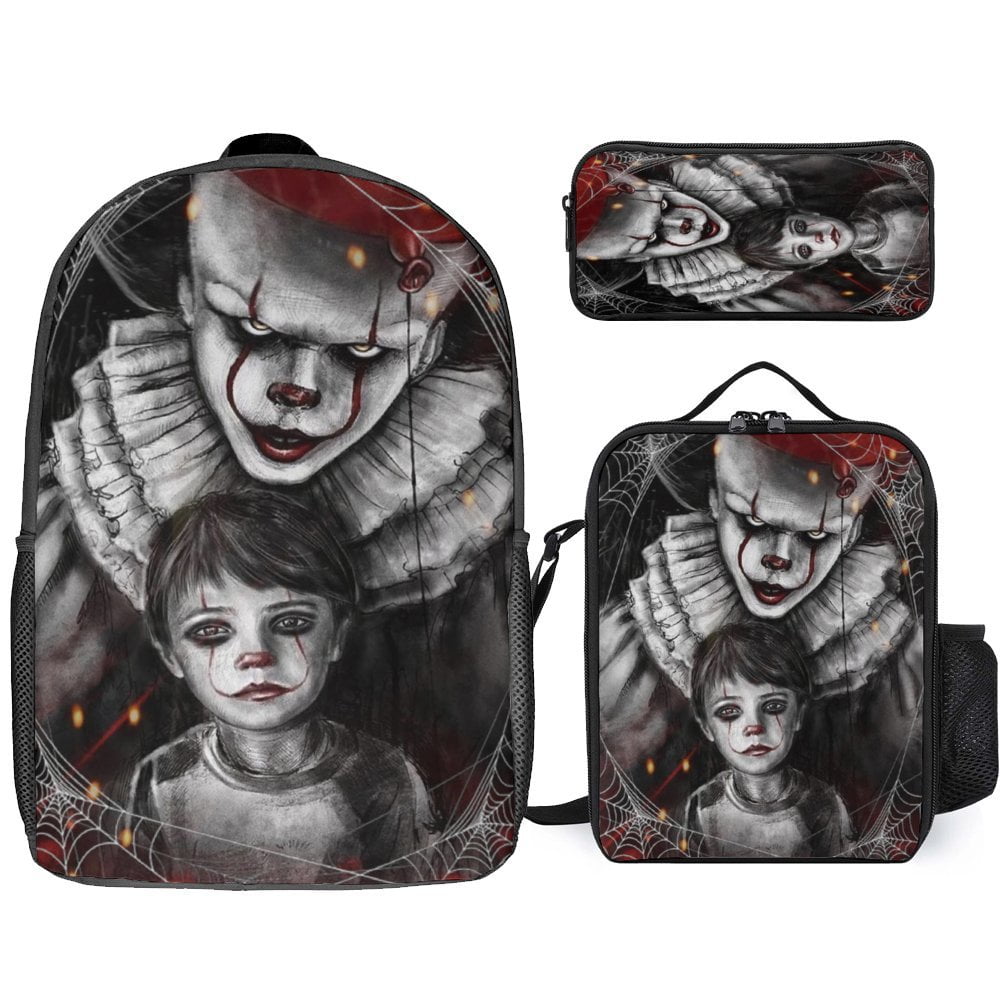 3PCS 17 Inch Kids Pennywise Backpack with Lunch Box Lightweight Travel ...