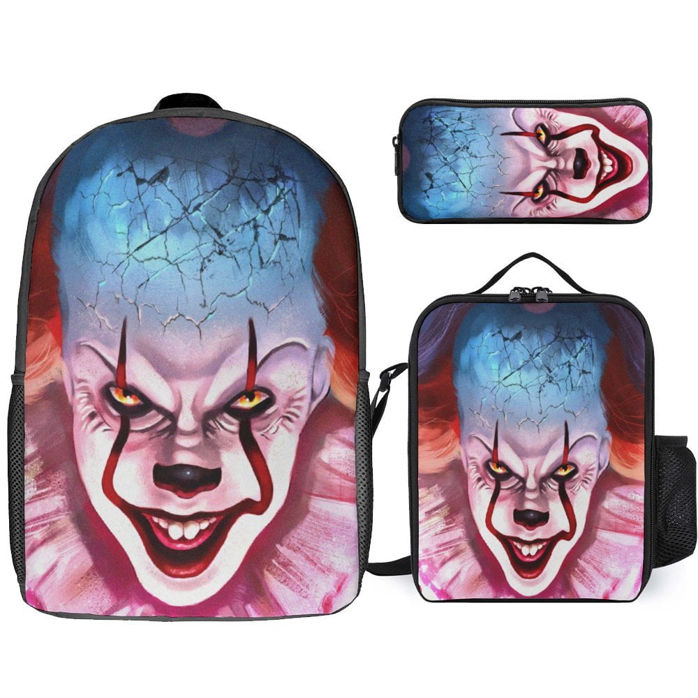 3PCS 17 Inch Pennywise Backpack with Lunch Box Lightweight Travel ...