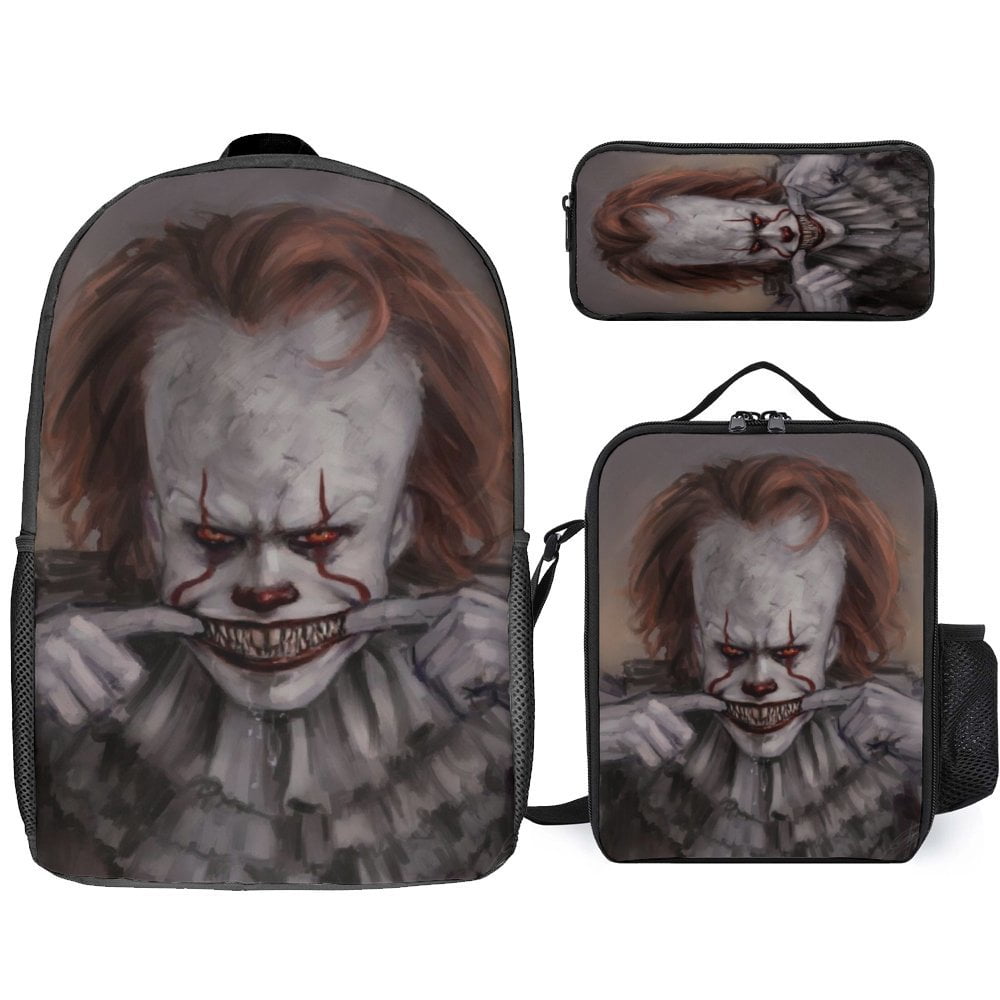 3PCS 17 Inch Pennywise Backpack with Lunch Box Lightweight Travel ...
