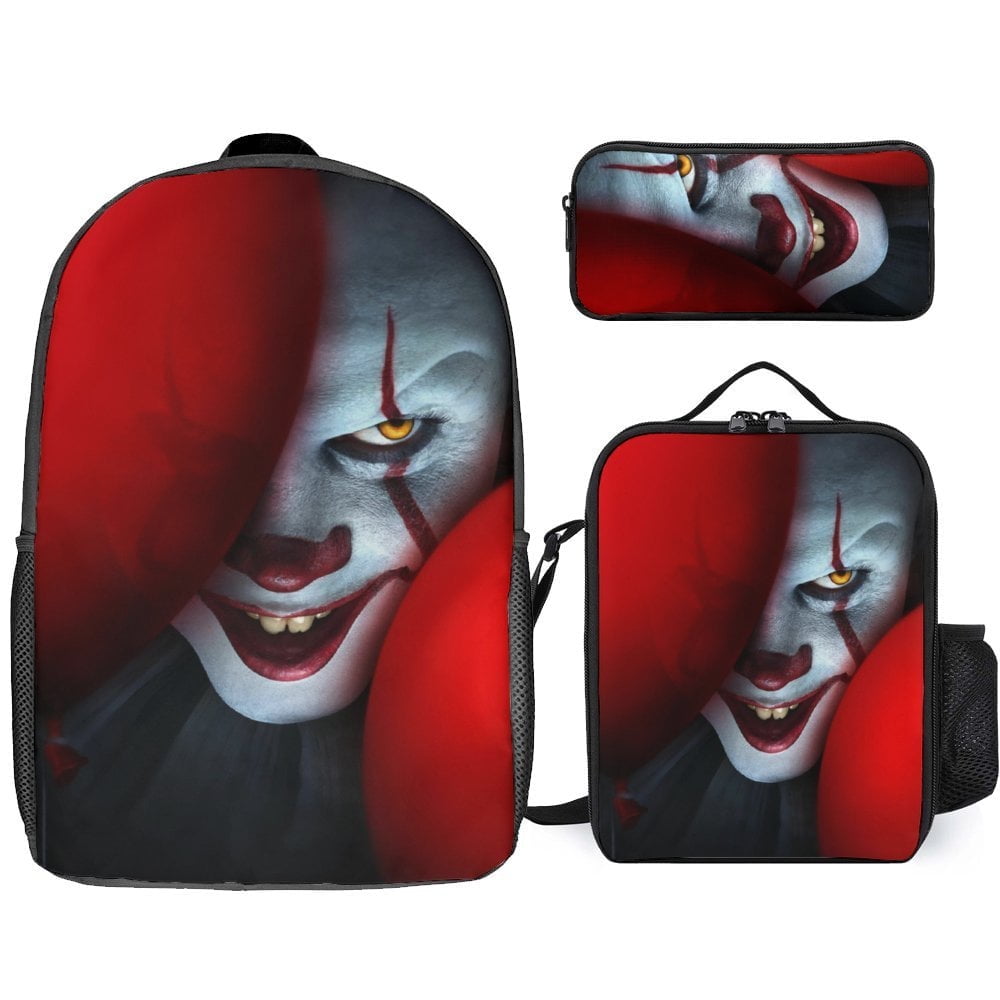 3PCS 17 Inch Pennywise Backpack with Lunch Box Lightweight Travel ...