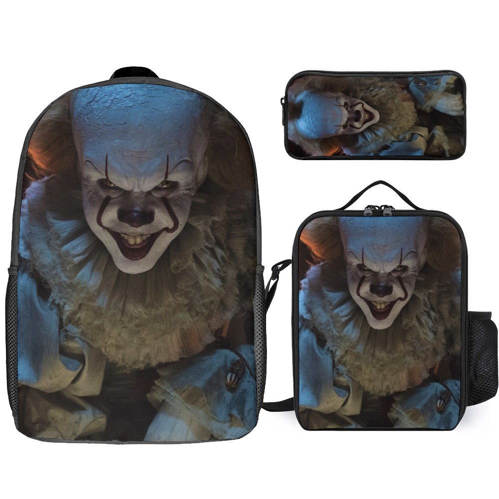 3PCS 17 Inch Pennywise Backpack with Lunch Box Lightweight Travel ...