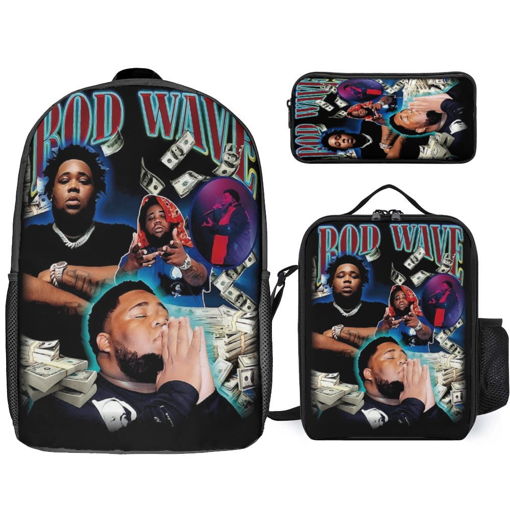 3PCS 17 Inch Kids Rod Wave Backpack with Lunch Box Lightweight Travel ...