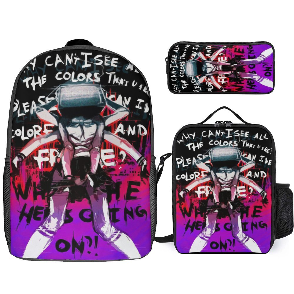3PCS 17 Inch Skibidi Toilet Backpack with Lunch Box Lightweight Travel ...
