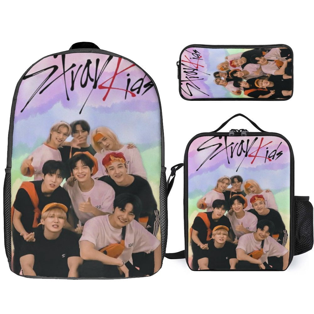 3PCS 17 Inch Kids Stray Kids Backpack with Lunch Box Lightweight Travel ...
