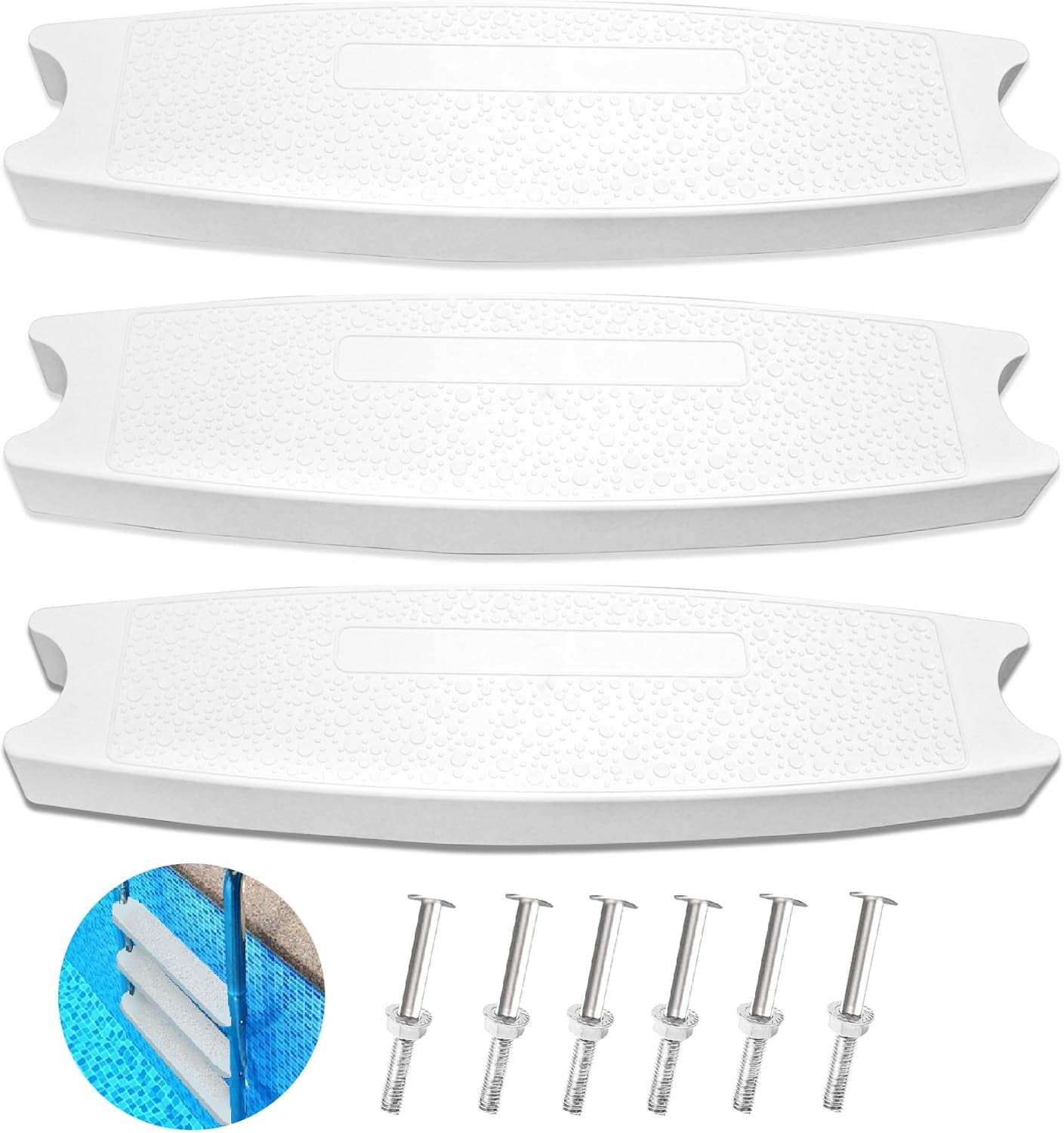 3PCS 18" Universal Pool Ladder Steps Replacement,Heavy-Duty Molded ...
