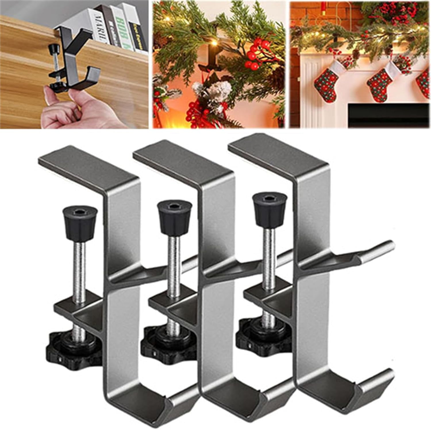 3PCS 2 in 1 Mantel Hanger for Garland, Garland and Stocking Hanger ...