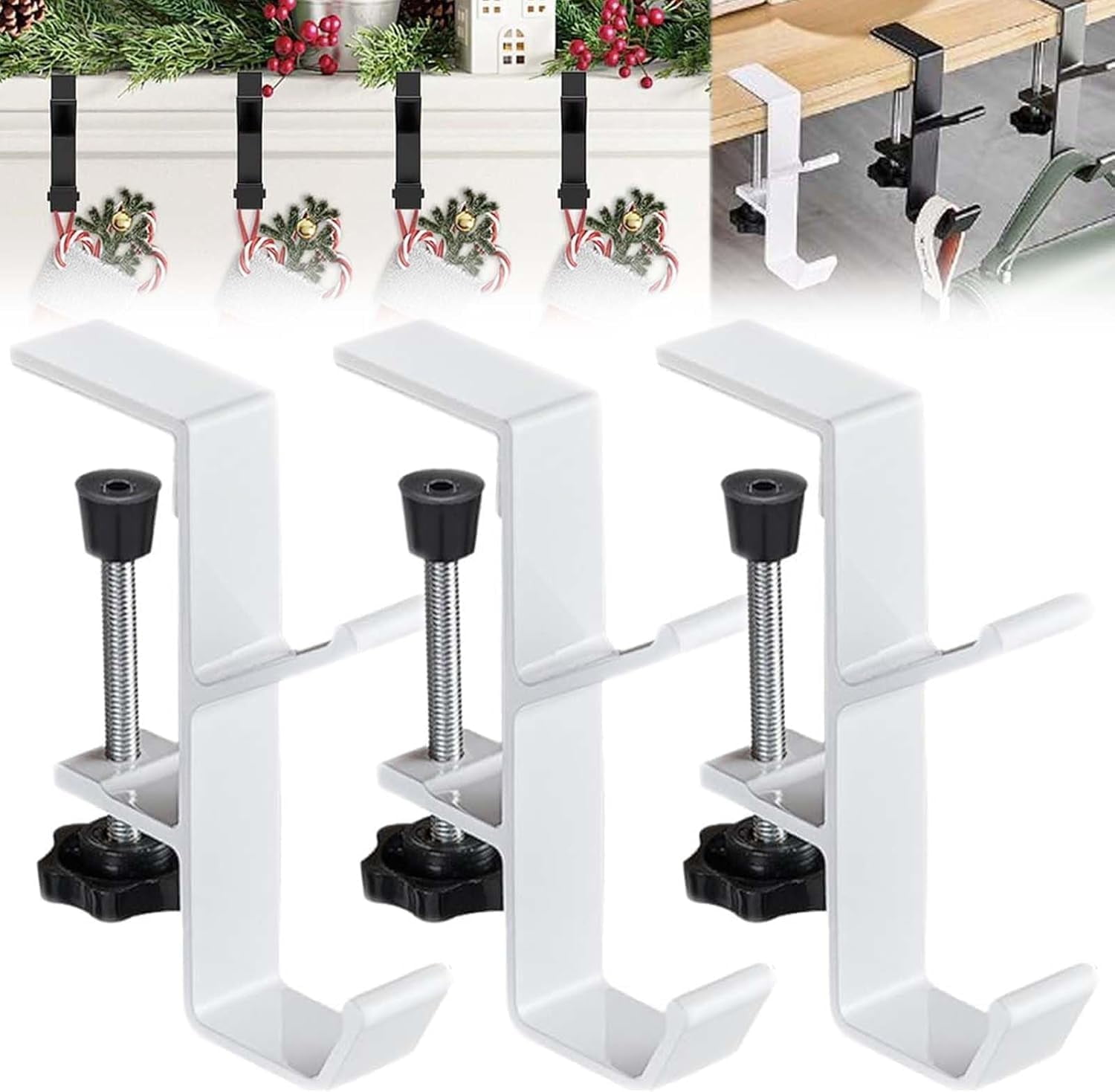 3PCS 2 in 1 Mantel Hanger for Garland, Garland and Stocking Hanger ...