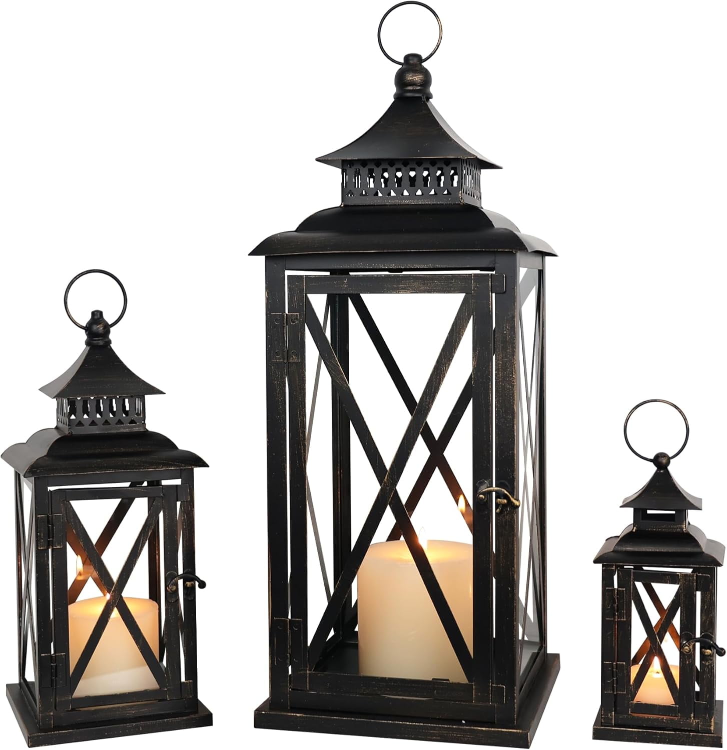 3PCS (20’’&13’’&9’’) Lanterns Decorative Indoor & Outdoor, Vintage ...