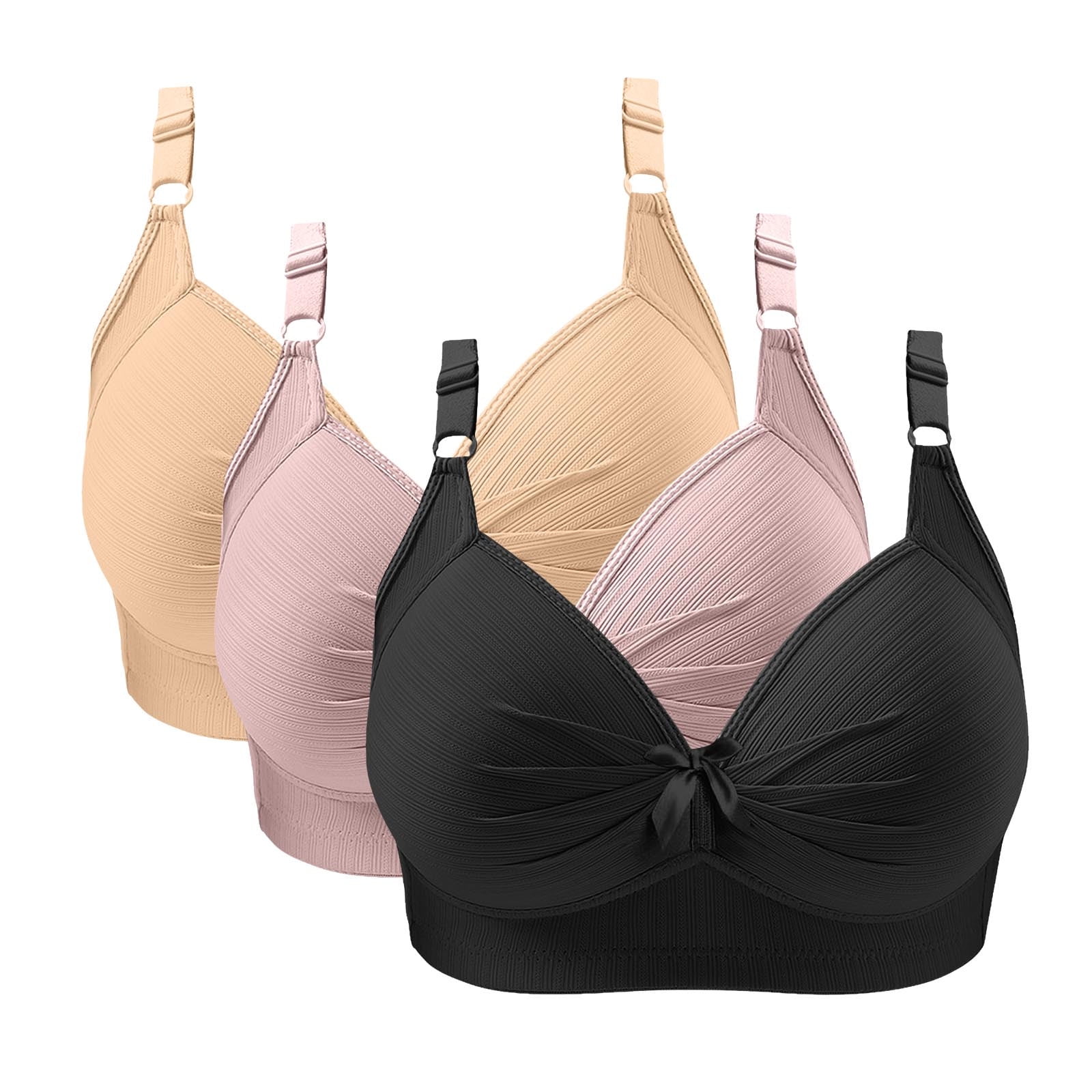 3PCS 2025 Plus Size Bras for Women Bra Soild Color Underwear Bra ...