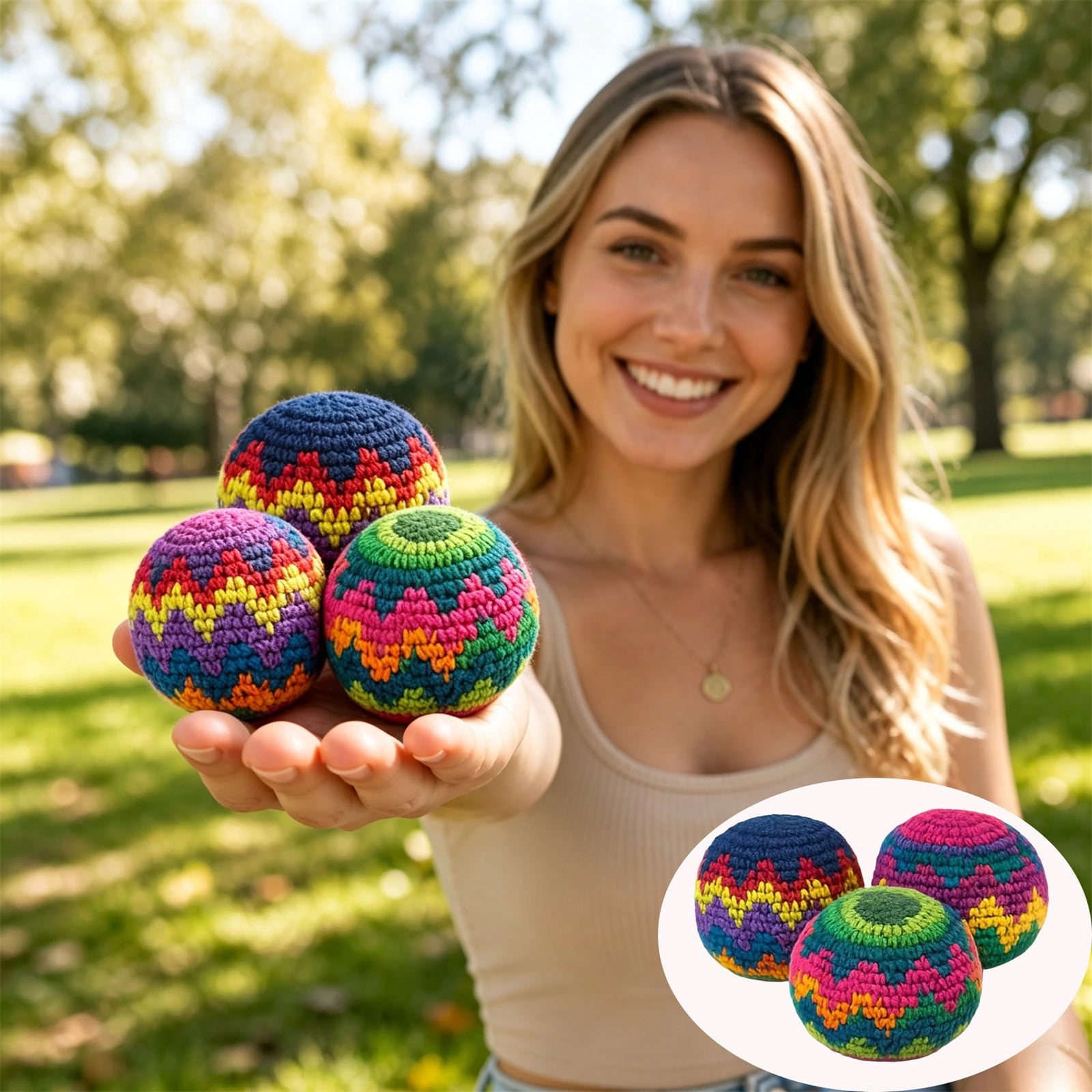 3PCS 2026 Upgraded Hand-Made Knitted Footbag, Soft Assorted Crochet ...