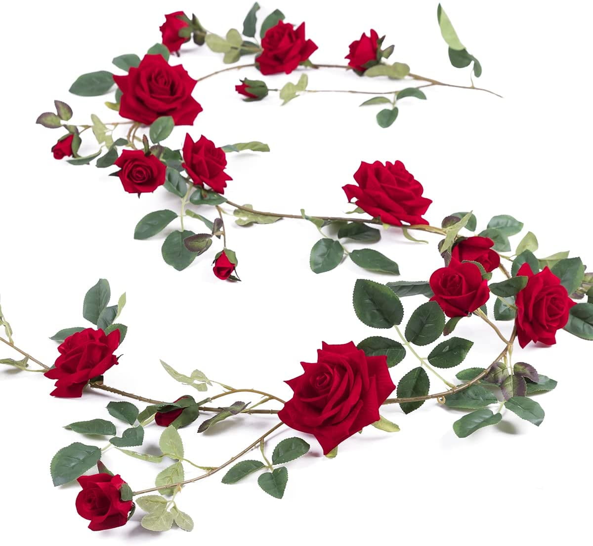 3PCS 23.7FT Artificial Purple Rose Flower Garland, Silk Hanging Floral ...