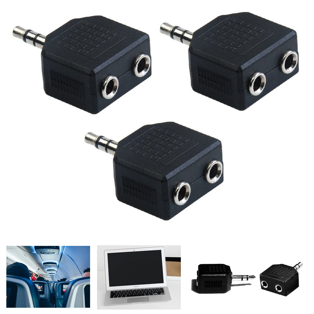 3PCS 3.5mm Cable Stereo Y-Split 2 Way Adapter Headphone Plug Male 2X ...