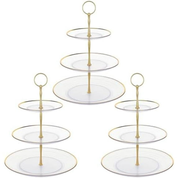 3PCS 3 Tier Cupcake Stand, Small Tiered Serving Cake Stand, Transparent ...
