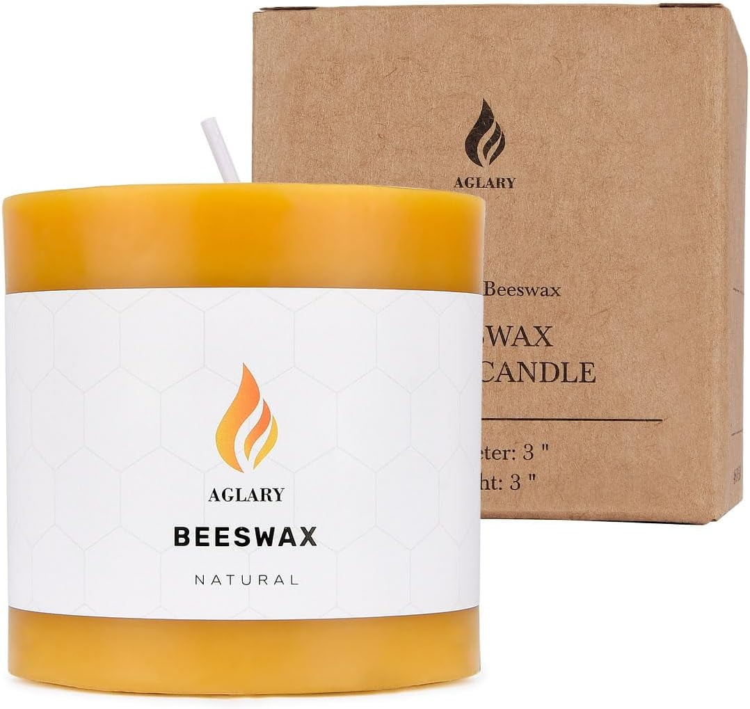 3PCS 3"x 6" Large Beeswax Pillar Candles, Made of Pure Natural Beeswax ...