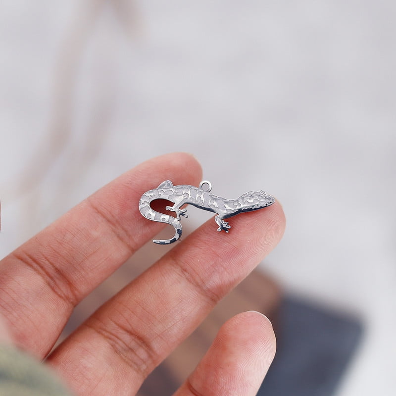3PCS 30x15mm Stainless Steel Gecko Charms Creative Lizard Pendant For ...