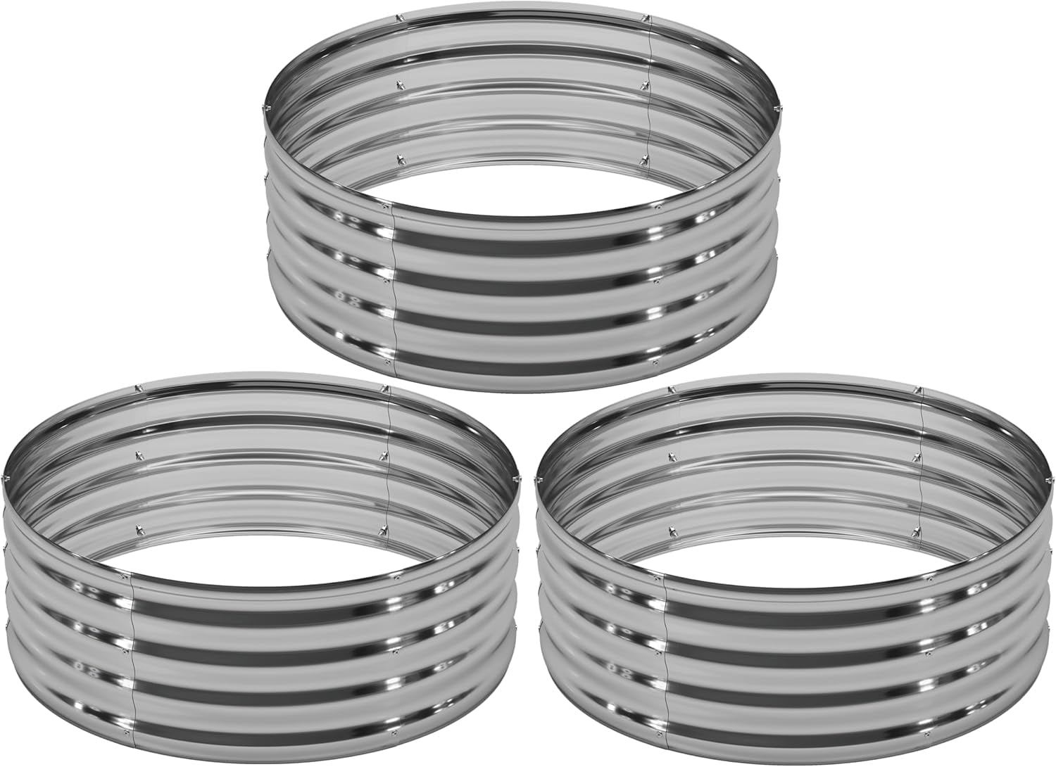 3PCS 3x3x1FT Galvanized Raised Garden Bed Kit,Vegetable Boxes-Round ...