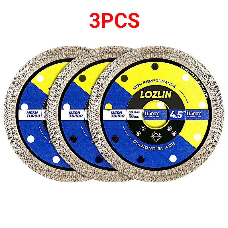 3PCS 4.5"(115MM) Mesh Turbo Diamond Cutting Disc - Dry/Wet Grinding ...