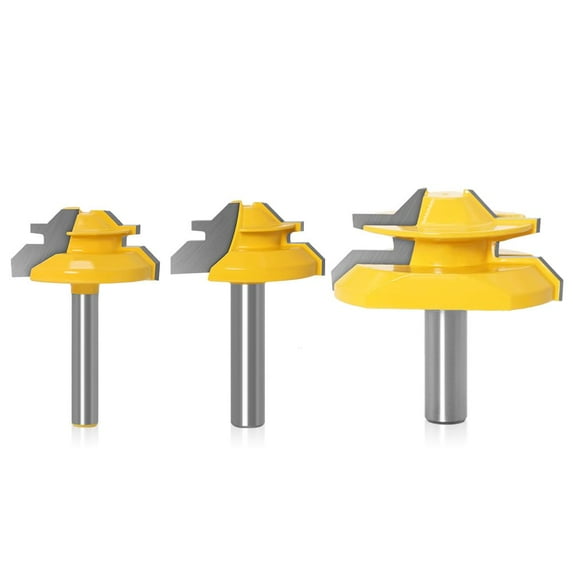 3PCS 45 Degree Lock Miter Router Bit Tenon Milling Cutter Woodworking ...