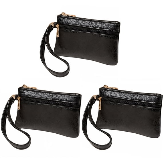 3PCS 5.12 x 3.35 Inch PU Leather Cash Change Wallet Pouch Wrist Strap ...