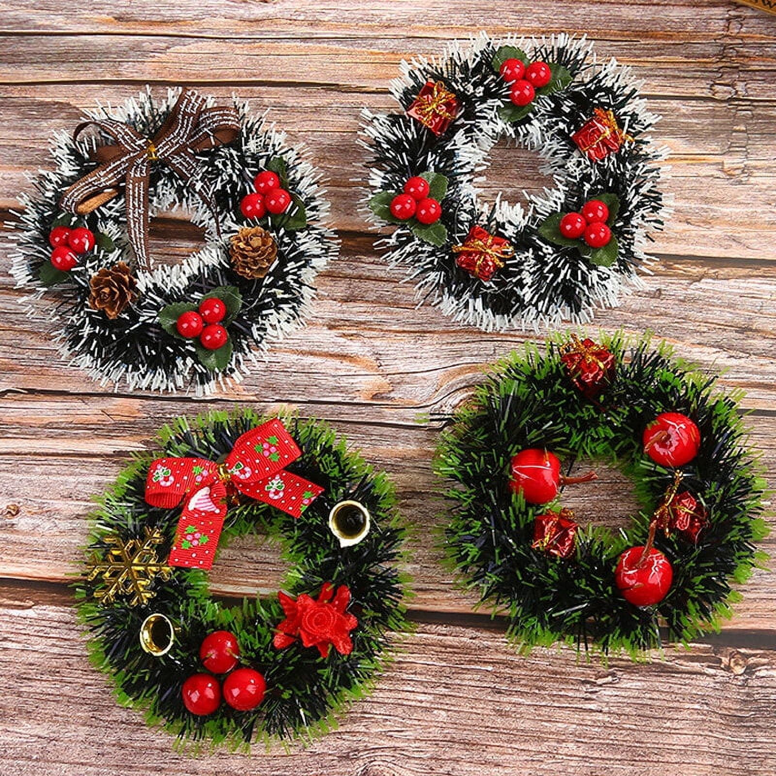 3PCS 5inch Mini Christmas Wreath with Xmas Ball for Front Door Window ...