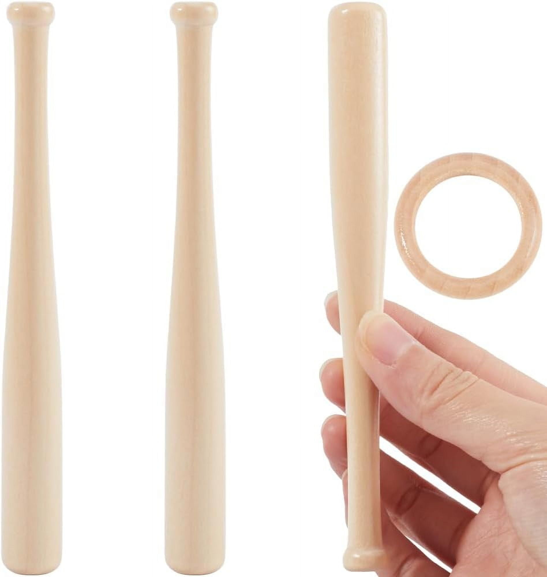 3PCS 6 Inch Baseball Bat 1PC Wooden Baseball Ring Unfinished Mini ...