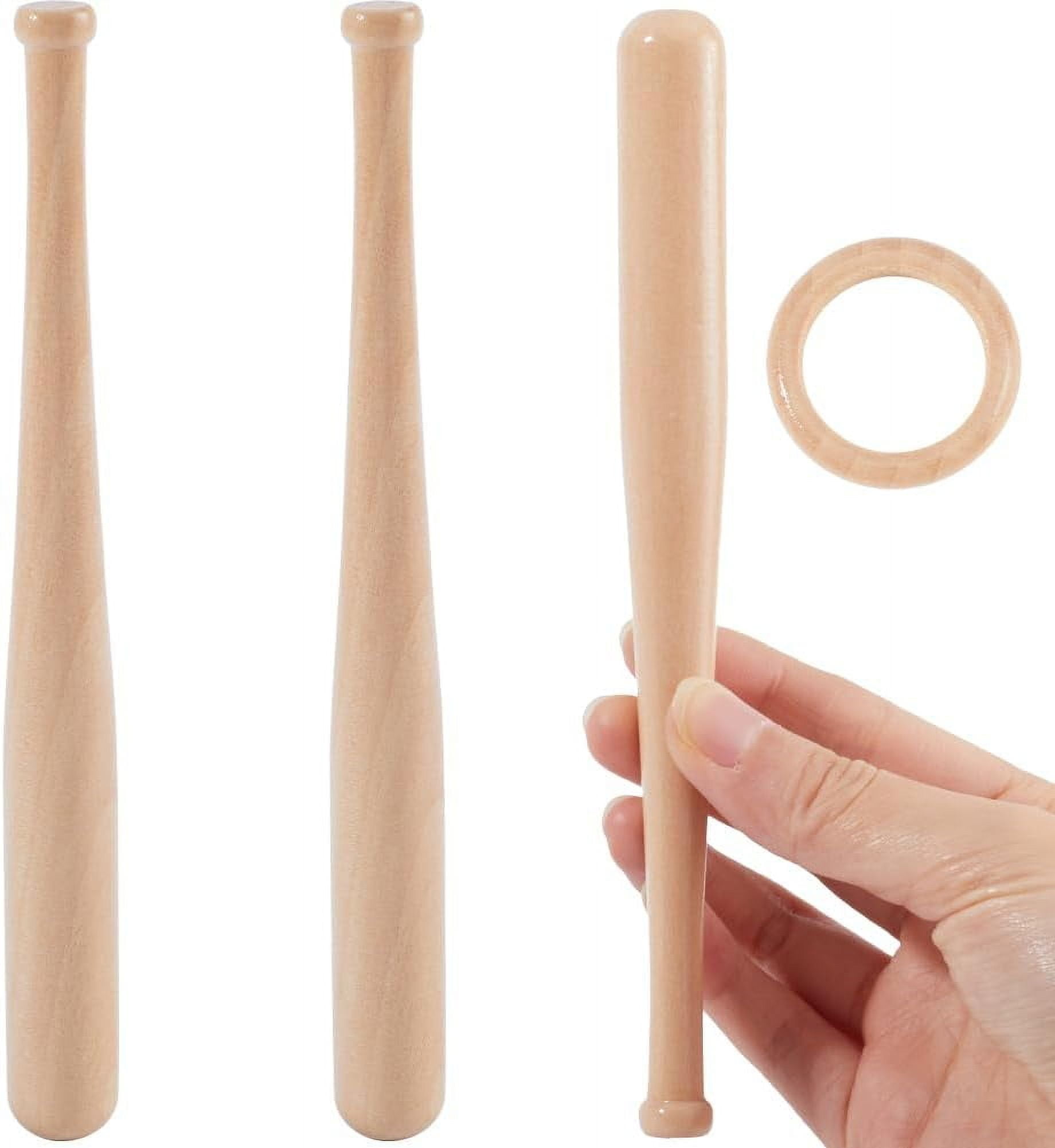 3PCS 7 Inch Baseball Bat 1PC Wooden Baseball Ring Unfinished Mini ...
