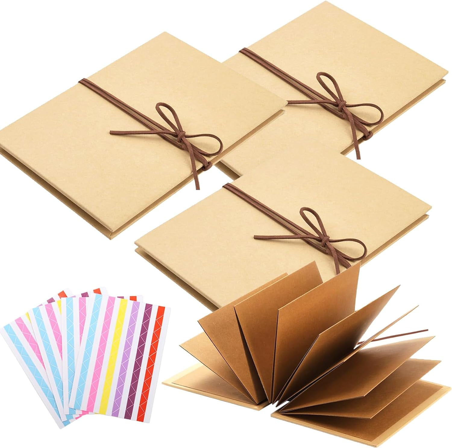 3PCS Accordion Foldable Scrapbook Album, 6x8 Inch Hardcover Memory Book ...
