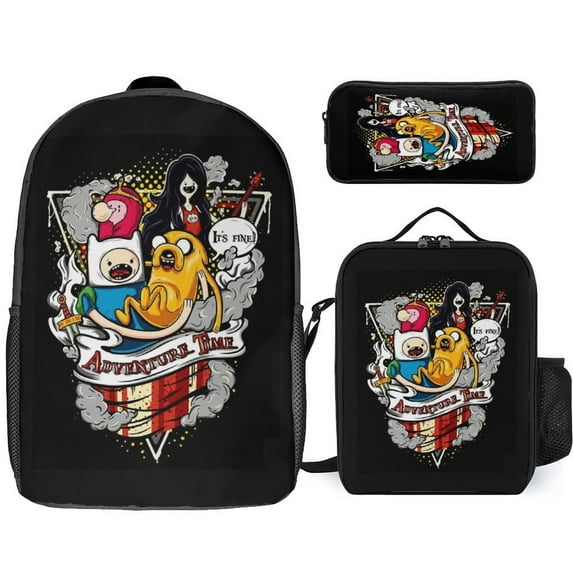 3PCS Adventure Cartoon Time Backpack Set Large Capacity Bookpacks With ...