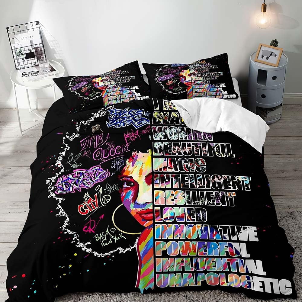 3PCS African American Black Girl Magic Duvet Cover 79x90 inch Bedding ...