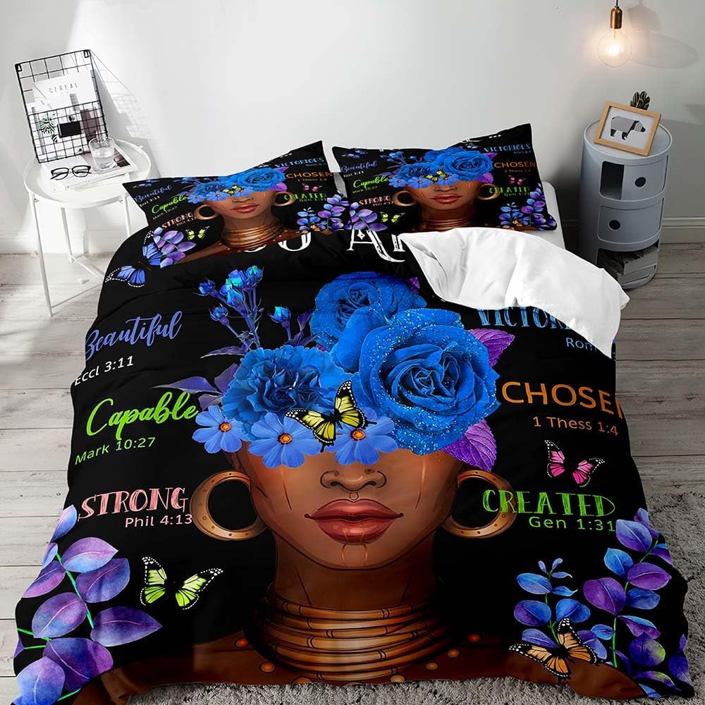 3PCS African American Black Girl Magic Duvet Cover 90x90 inch , Royal ...