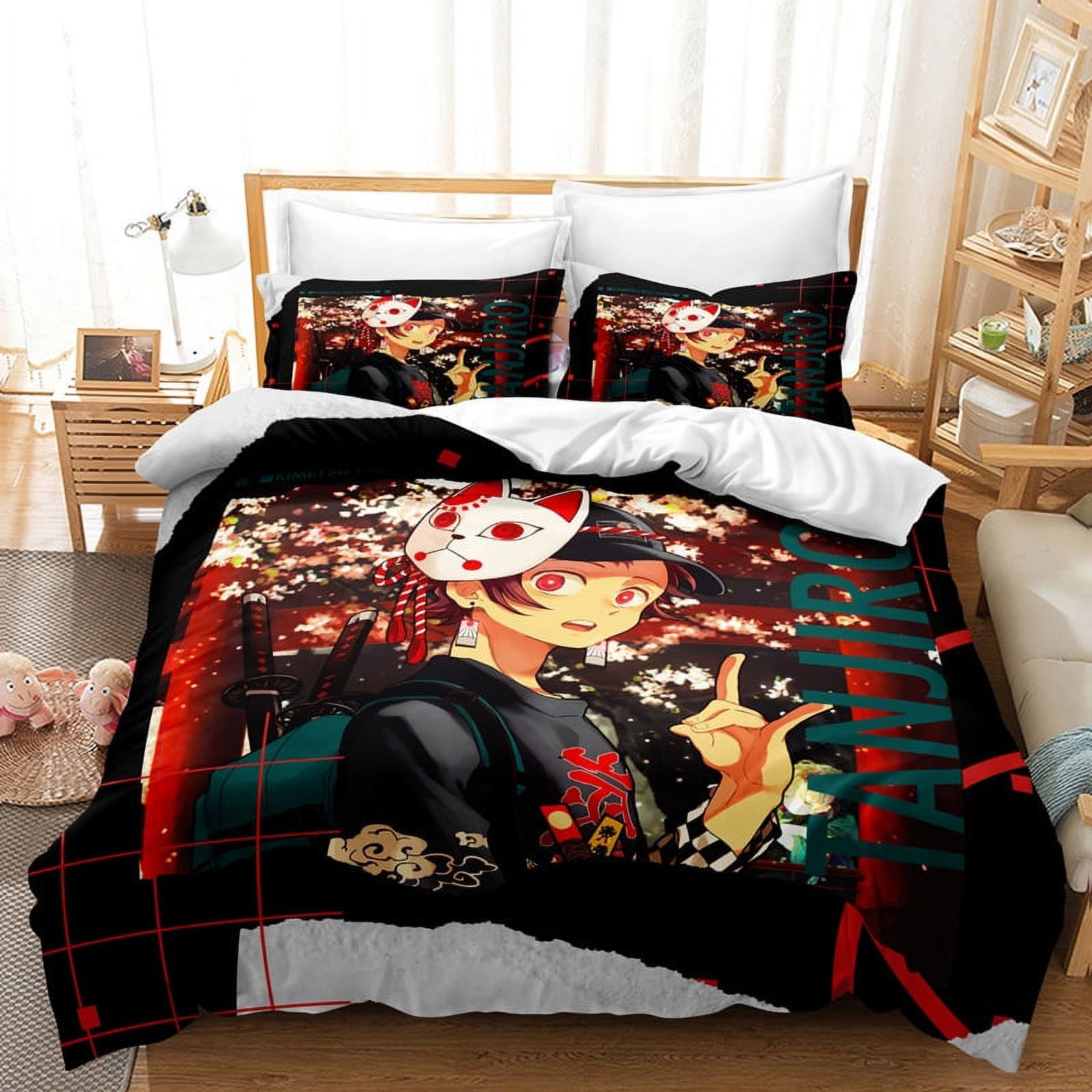 3PCS Anime Demon Slayer Duvet Cover & Pillow Shams for Boys Girls Teens ...