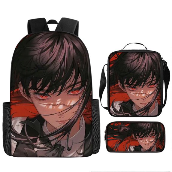 3PCS Anime Devil Hunter Backpack Set with Lunch Bag & Accessory Pouch ...