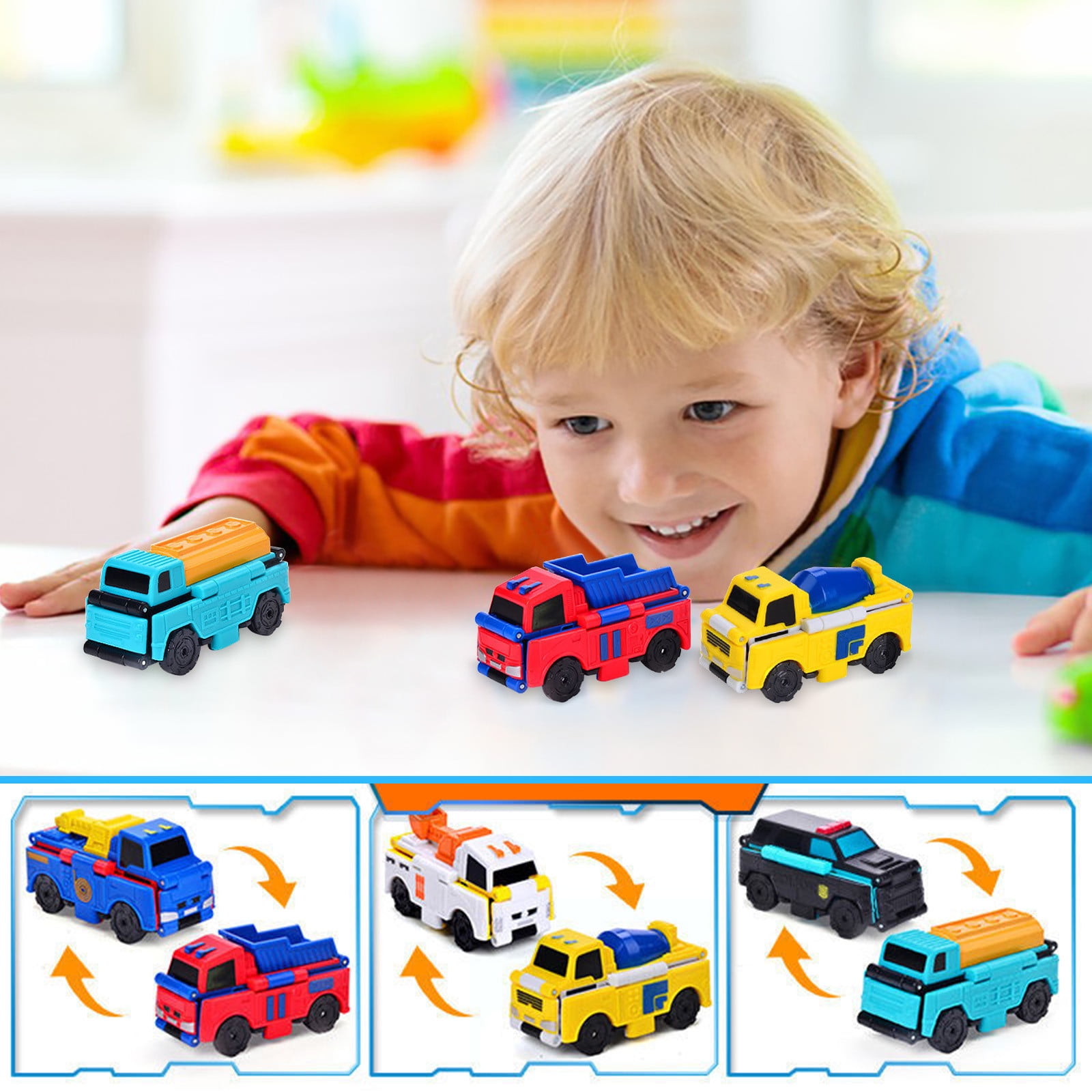 3PCS Anti-Reverse Car Toy Set New Reverse Car Toy Set Transforming Toys ...