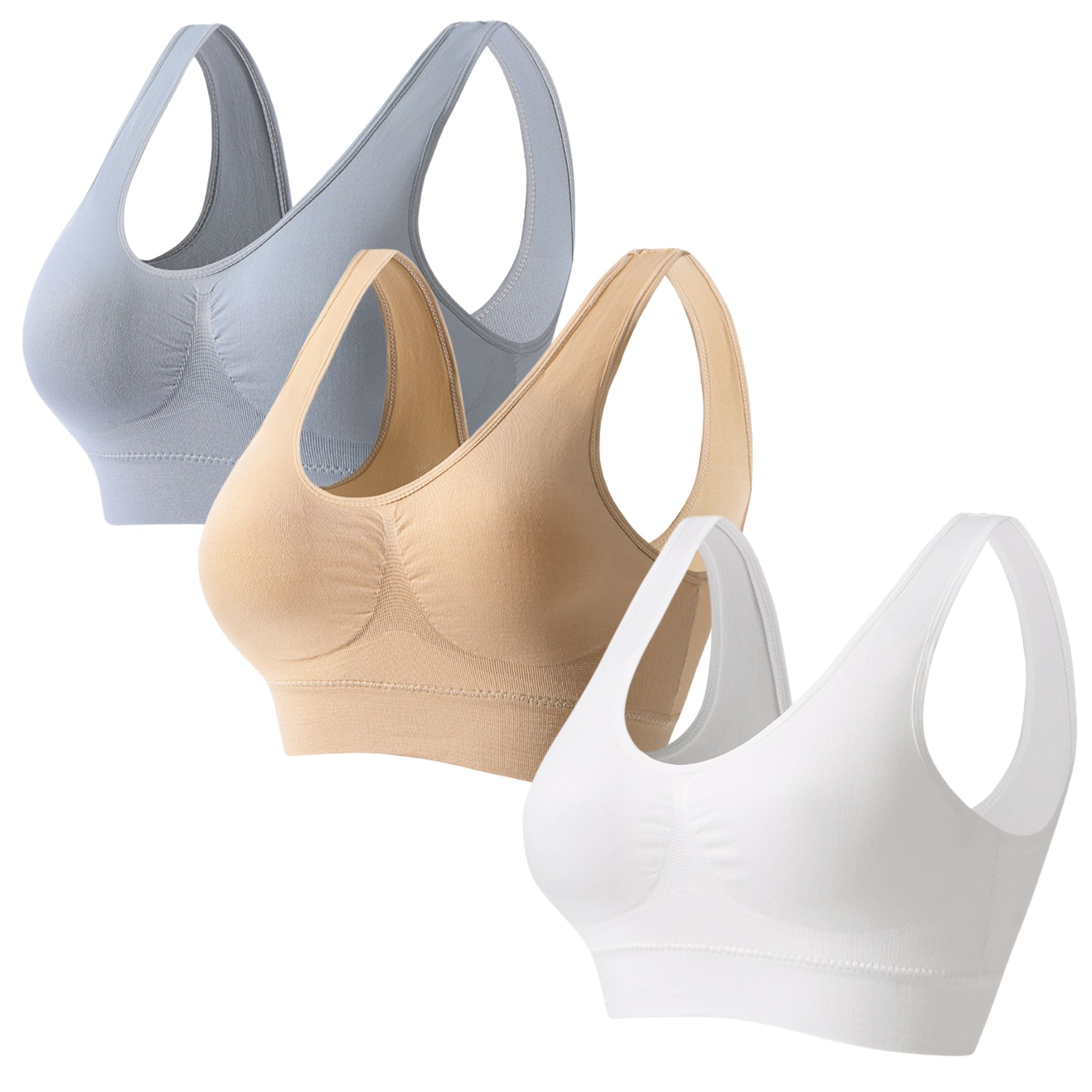 3PCS Anti-Sagging Sports Bras for Women Wireless Cooling Comfort Lift ...