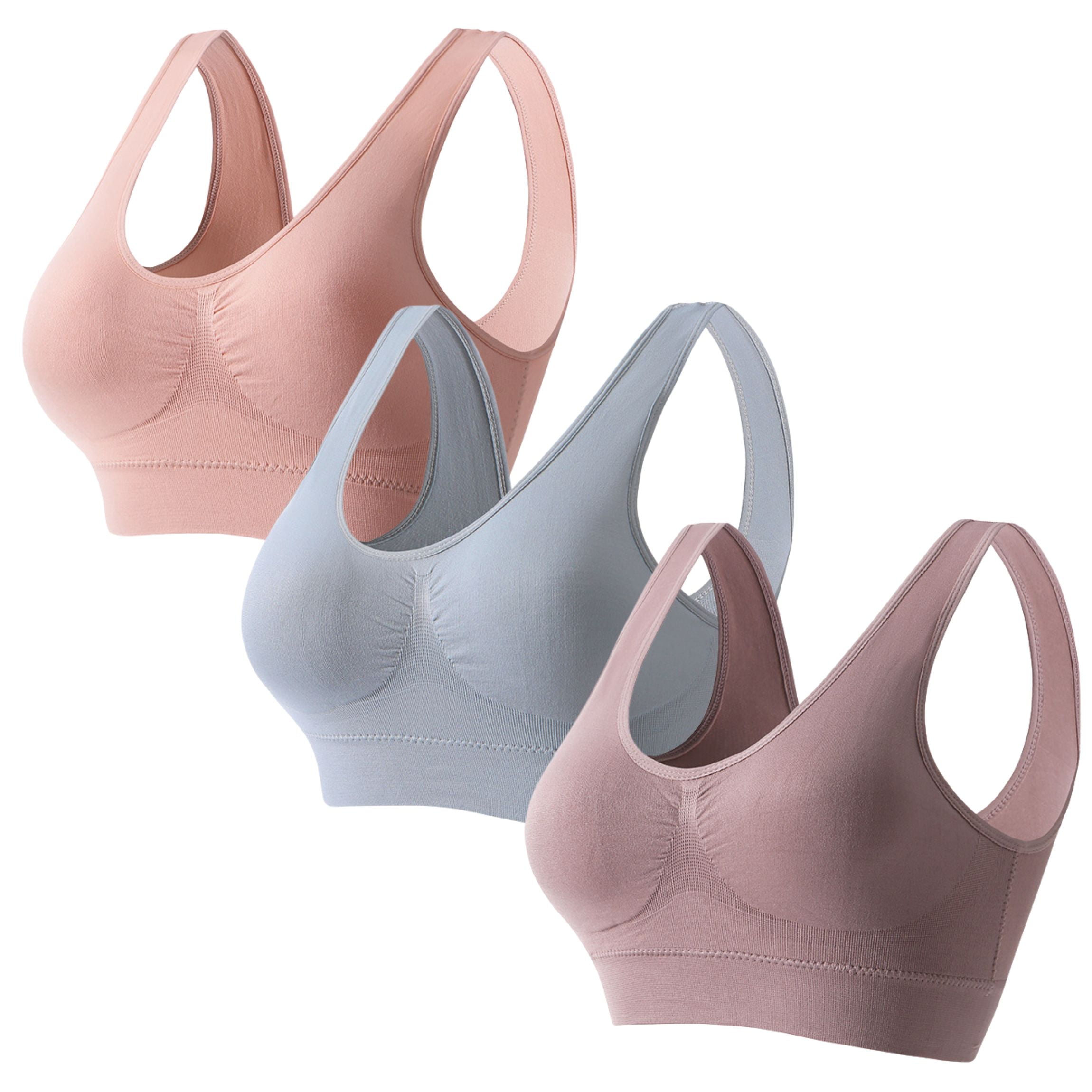 3PCS Anti-Sagging Sports Bras for Women Wireless Cooling Comfort Lift ...